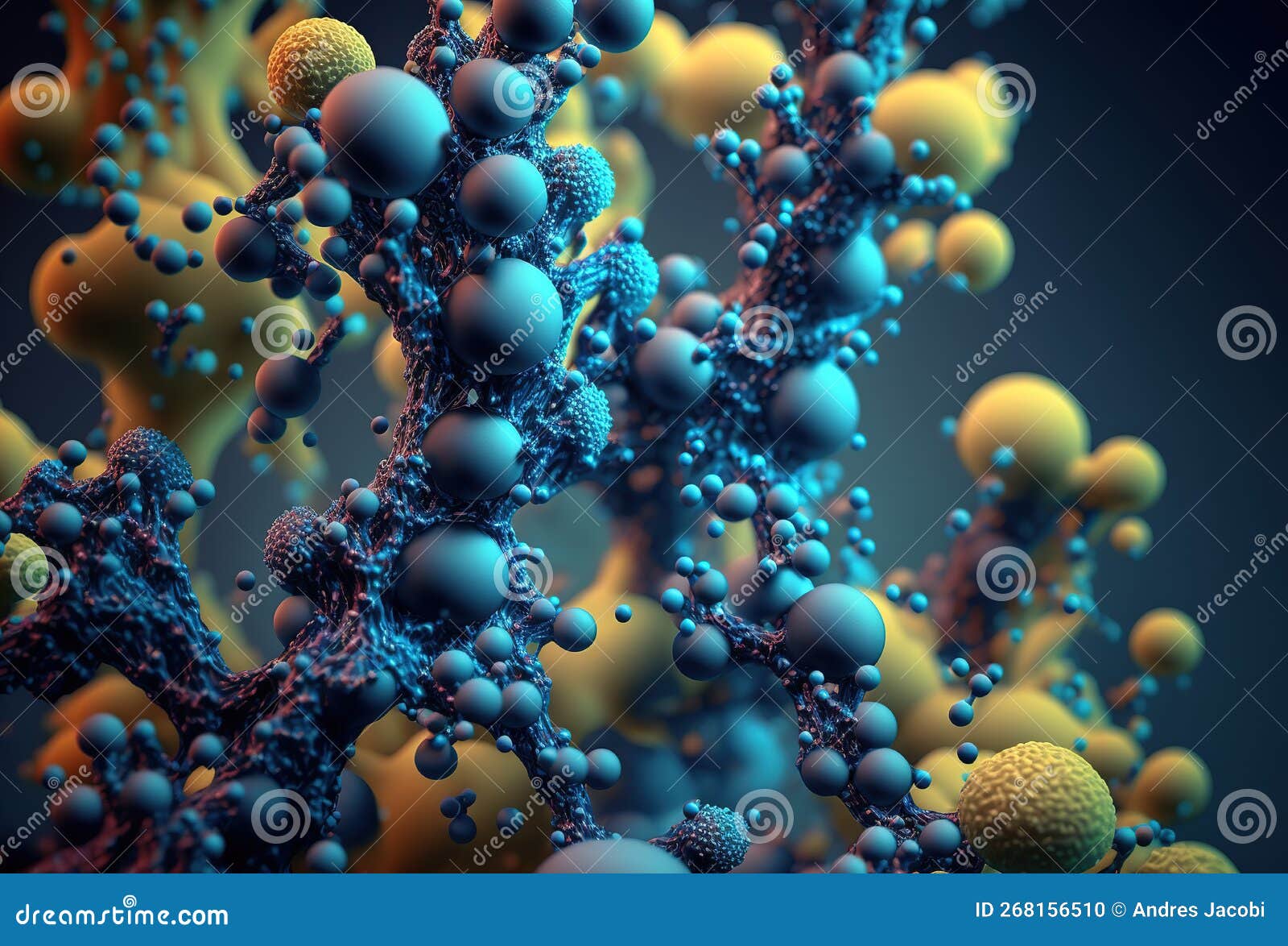 Microscopic Realistic Background of Nitrogen. 3D Rendering Style Stock ...