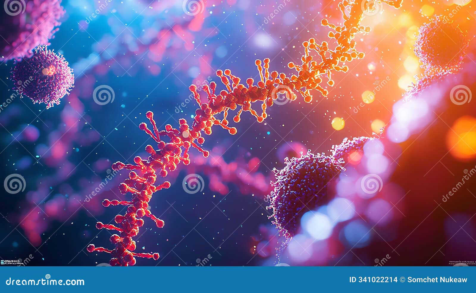 A Microscopic Rendering of Protein Synthesis Inside a Cell, with ...