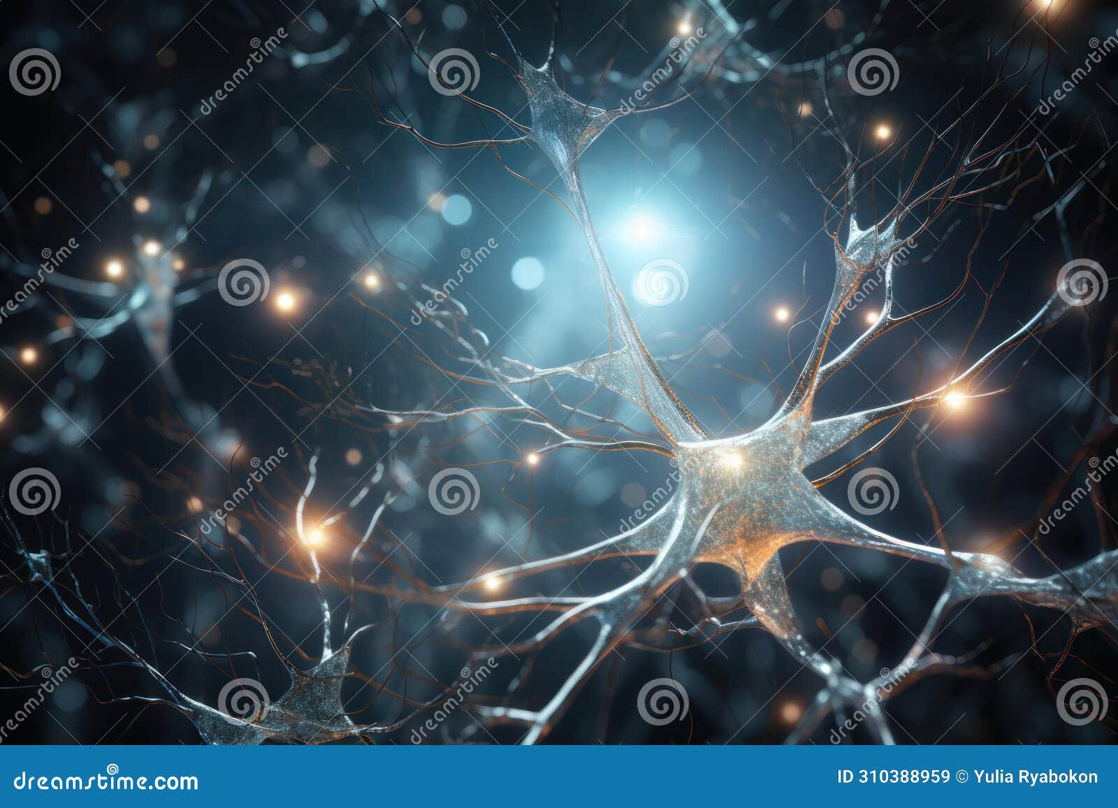 Microscopic Single Neuron Synapses. Generate Ai Stock Image - Image of ...