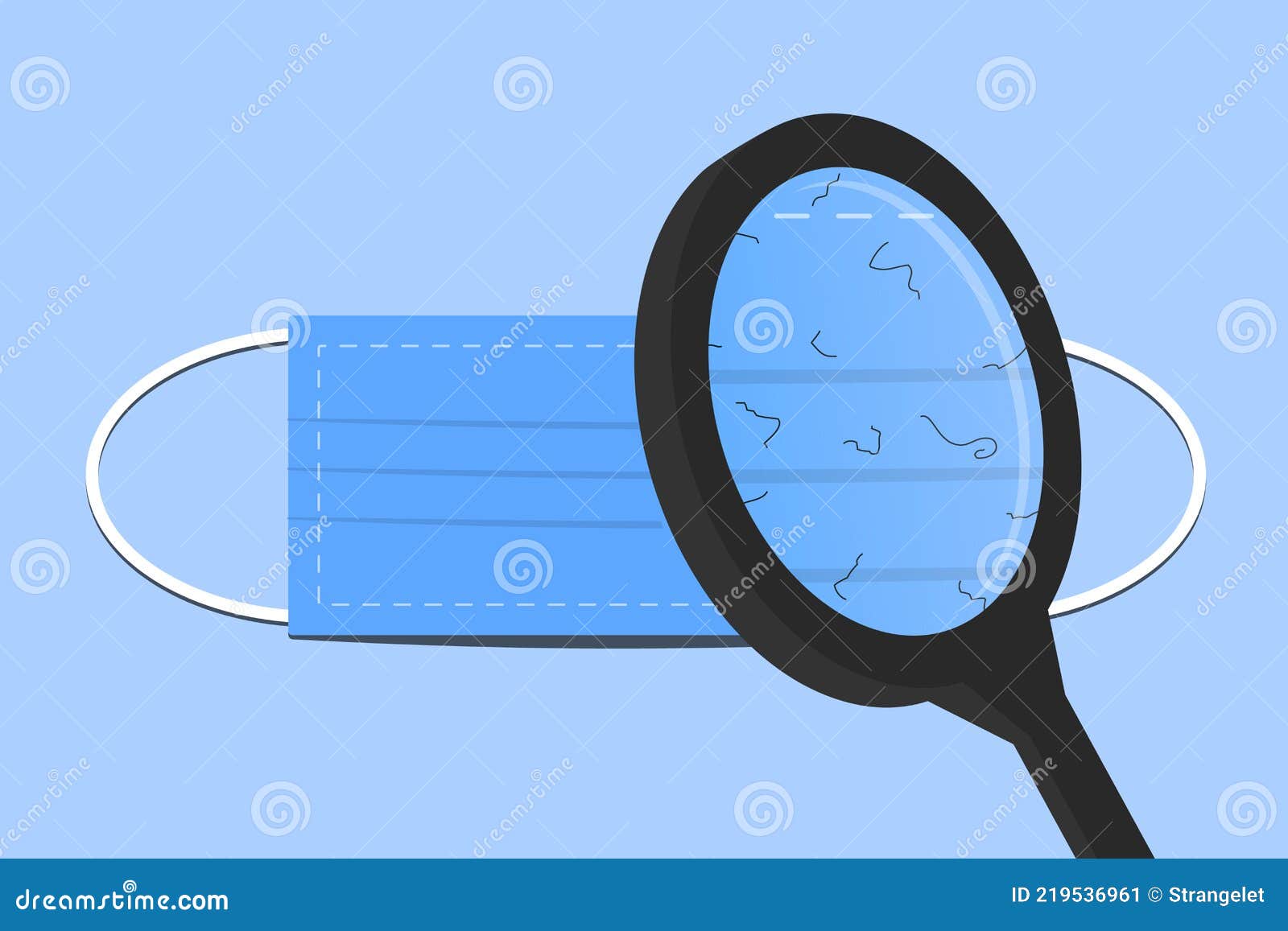 Microscopic Strings or Bacteria on Surgical Face Mask. Worms Polluted ...