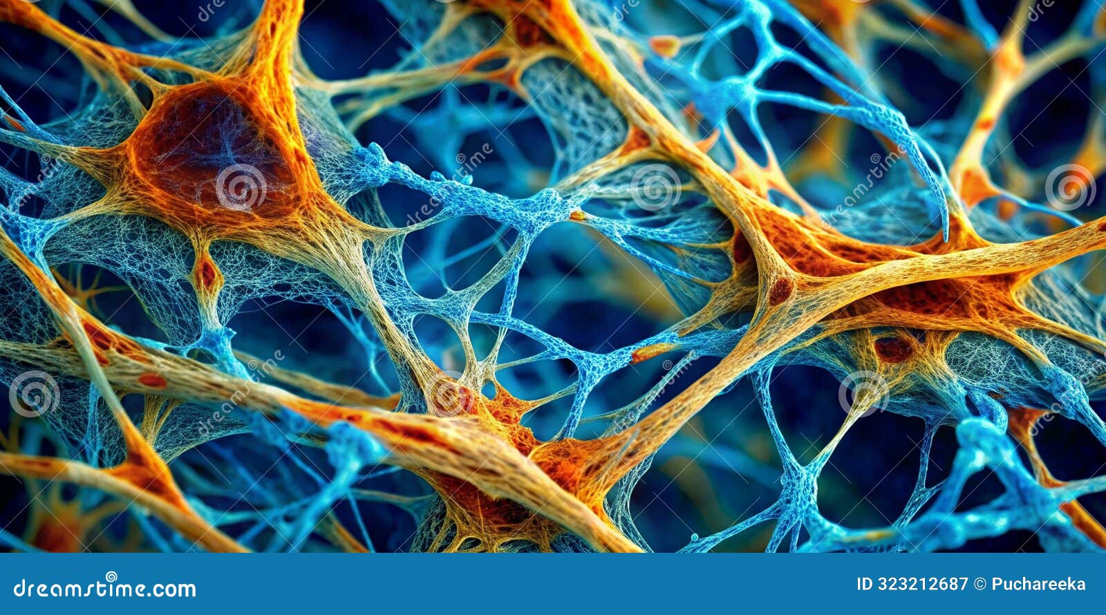 Microscopic Structure Fibrous Connective Tissue Intertwined Spongy Blue ...