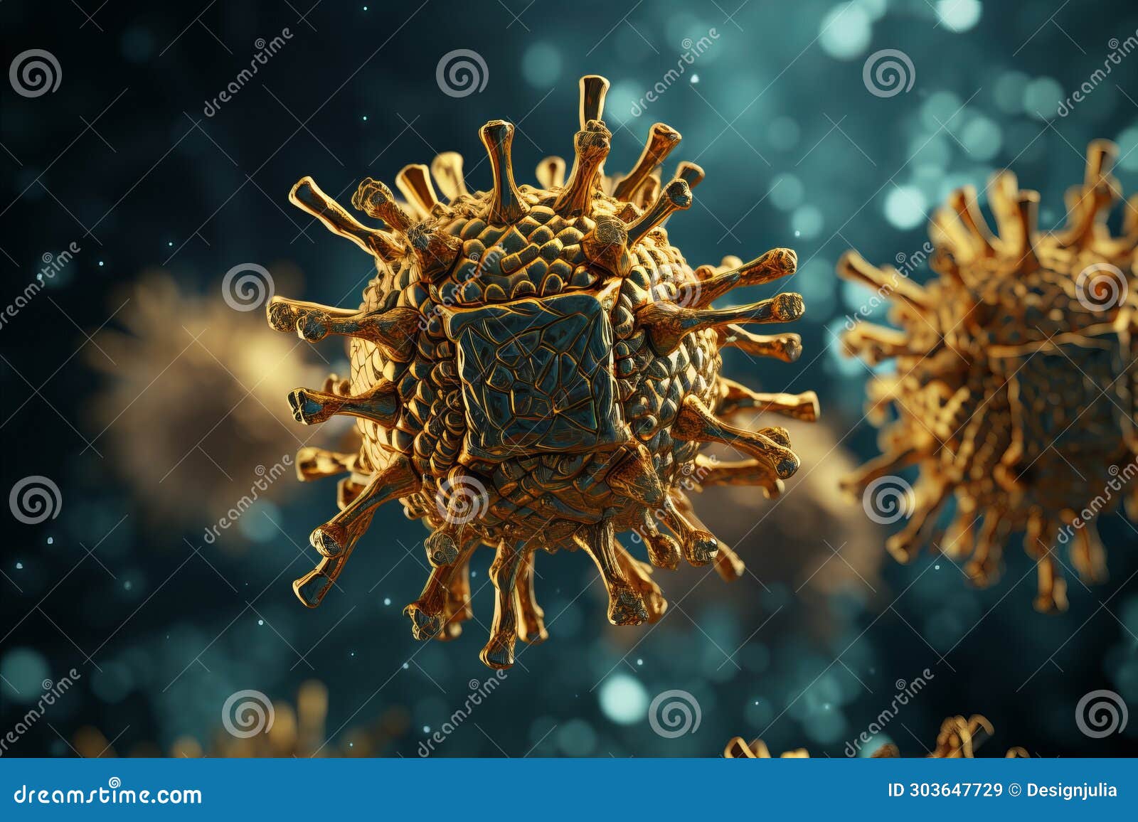 Microscopic Structure of Virus in Lungs. Scientific Visualization of ...