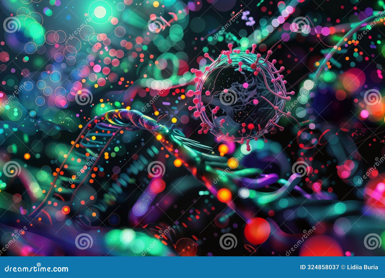 Microscopic Universe: Cells & DNA, Generative Ai Stock Illustration ...