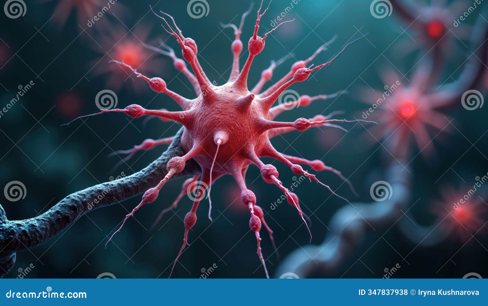 Microscopic View of Active Neuron Cells. Complex Network of Nerve Cells ...