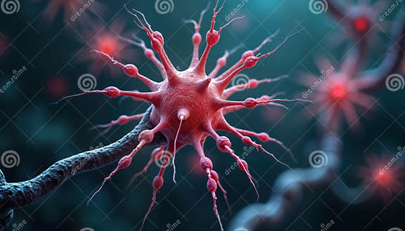 Microscopic View of Active Neuron Cells. Complex Network of Nerve Cells ...