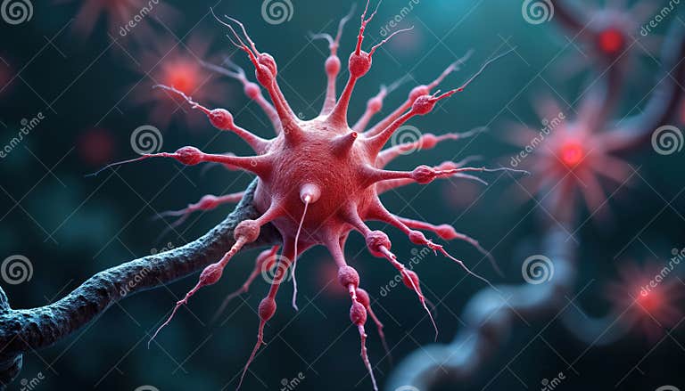 Microscopic View of Active Neuron Cells. Complex Network of Nerve Cells ...