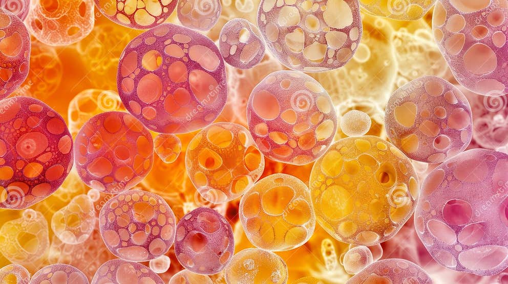 Microscopic View of an Adipose Cell with Each Individual Cell ...