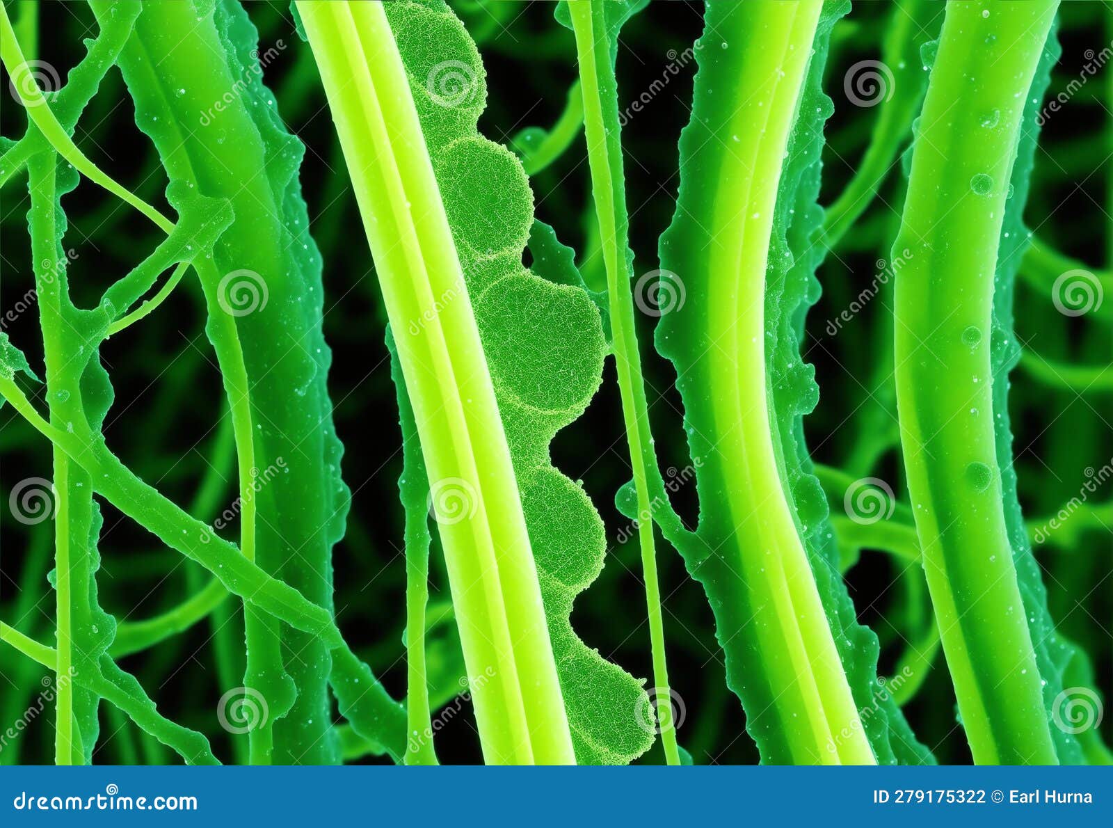 Microscopic View of Algae Spirogyra Stock Illustration - Illustration ...