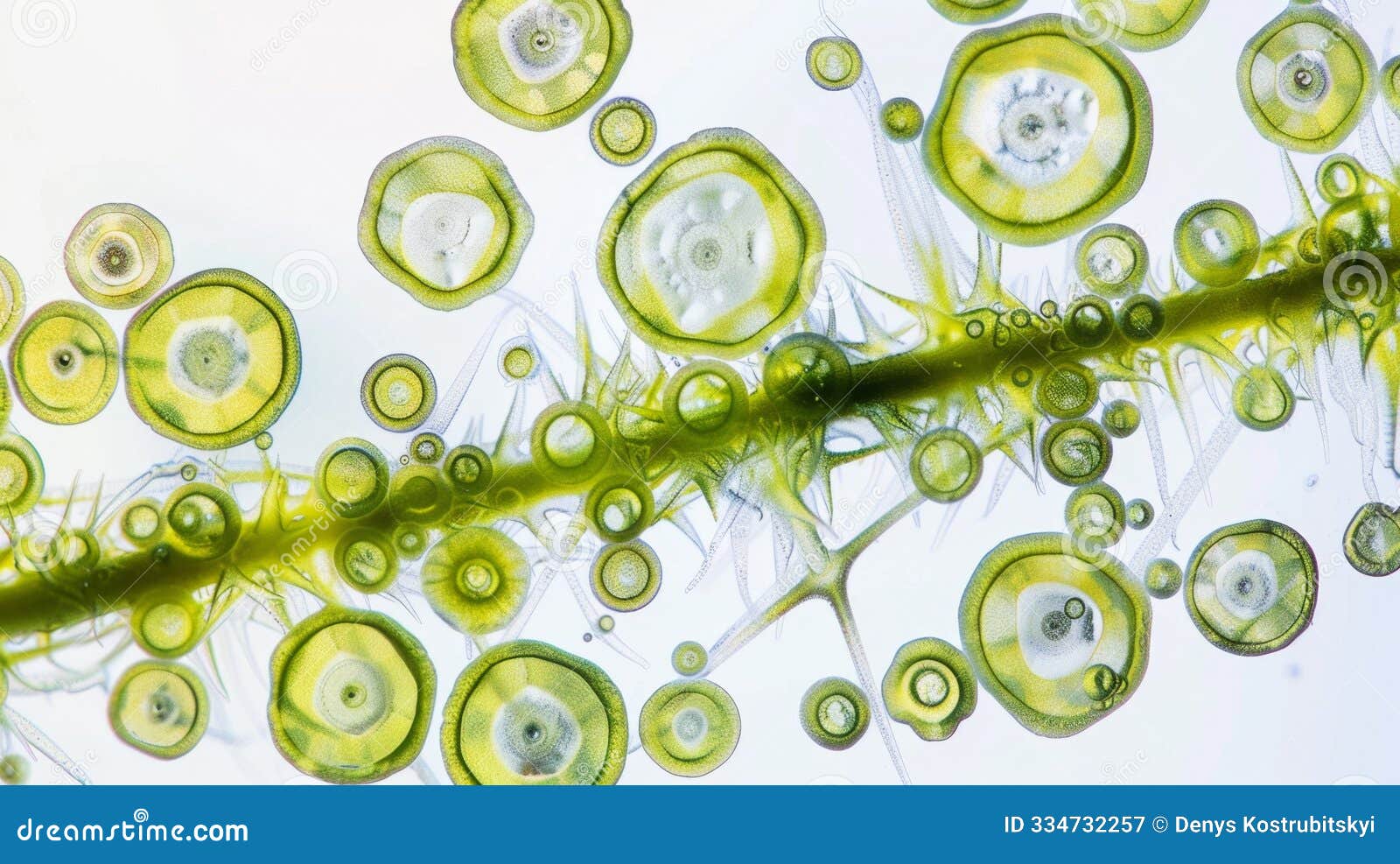 Microscopic View of Algae Structures Isolated on White Background Stock ...