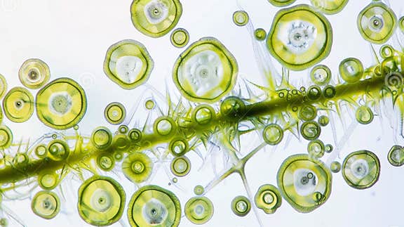 Microscopic View of Algae Structures Isolated on White Background Stock ...