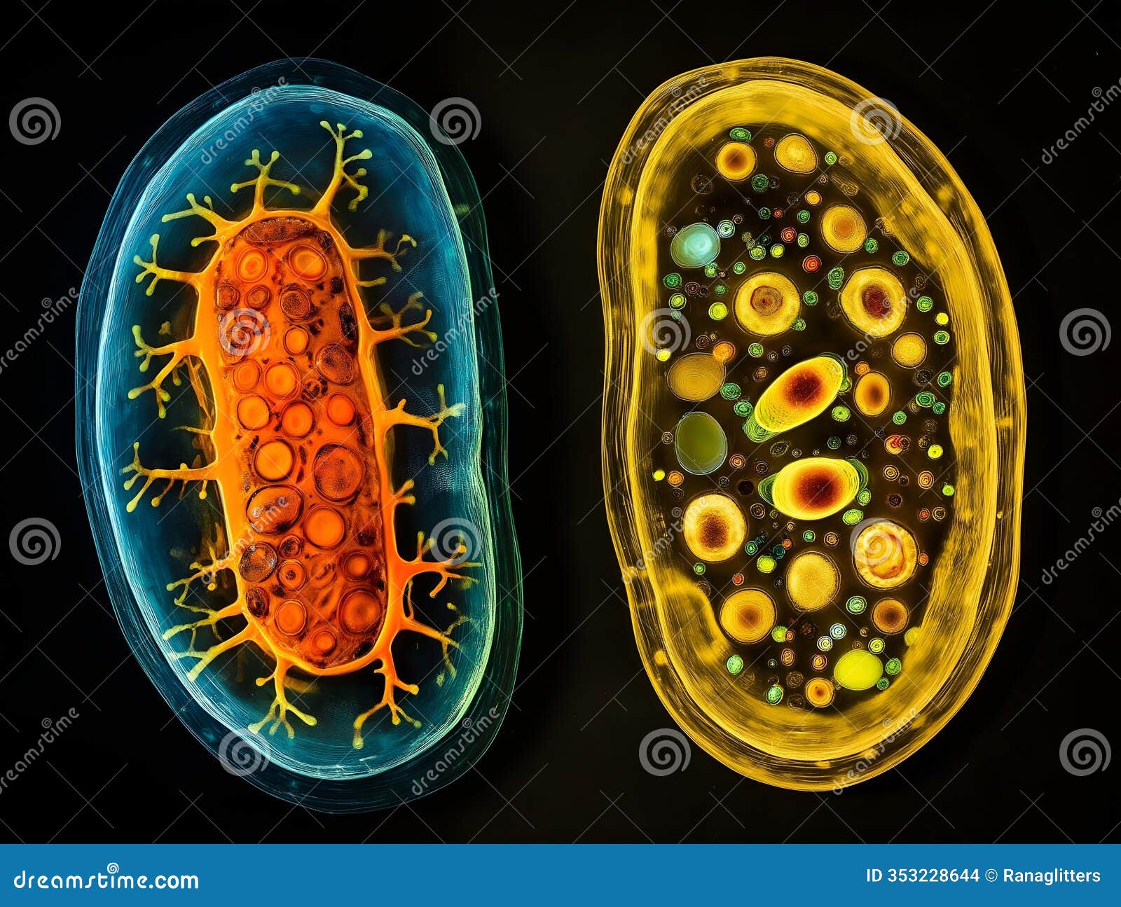 Microscopic View: Artistic Rendering of Diatom Cell Internal Structures ...