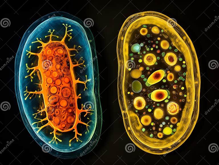Microscopic View: Artistic Rendering of Diatom Cell Internal Structures ...