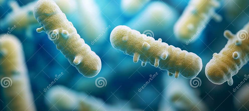 Microscopic View of Bacteria Cells, Detailed 3D Render of ...