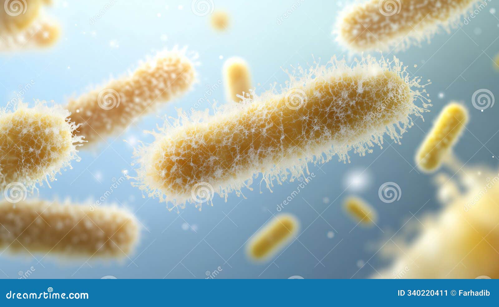 Microscopic View of Bacteria Cells Floating in Blue Liquid Stock ...