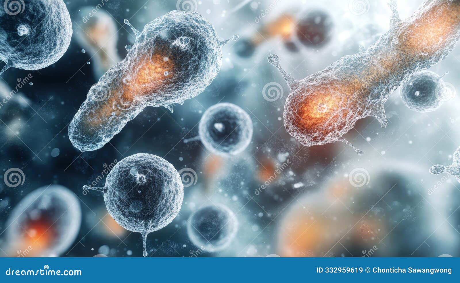 Microscopic View of Bacteria and Cells, Illustrating the Complexity of ...