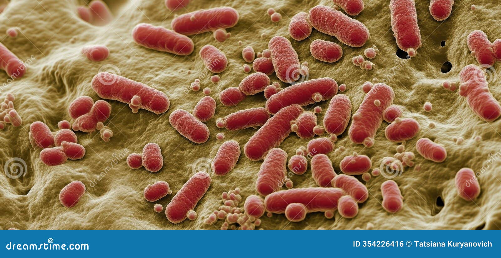 Microscopic View of Bacteria Colonies on a Textured Surface, Showcasing ...