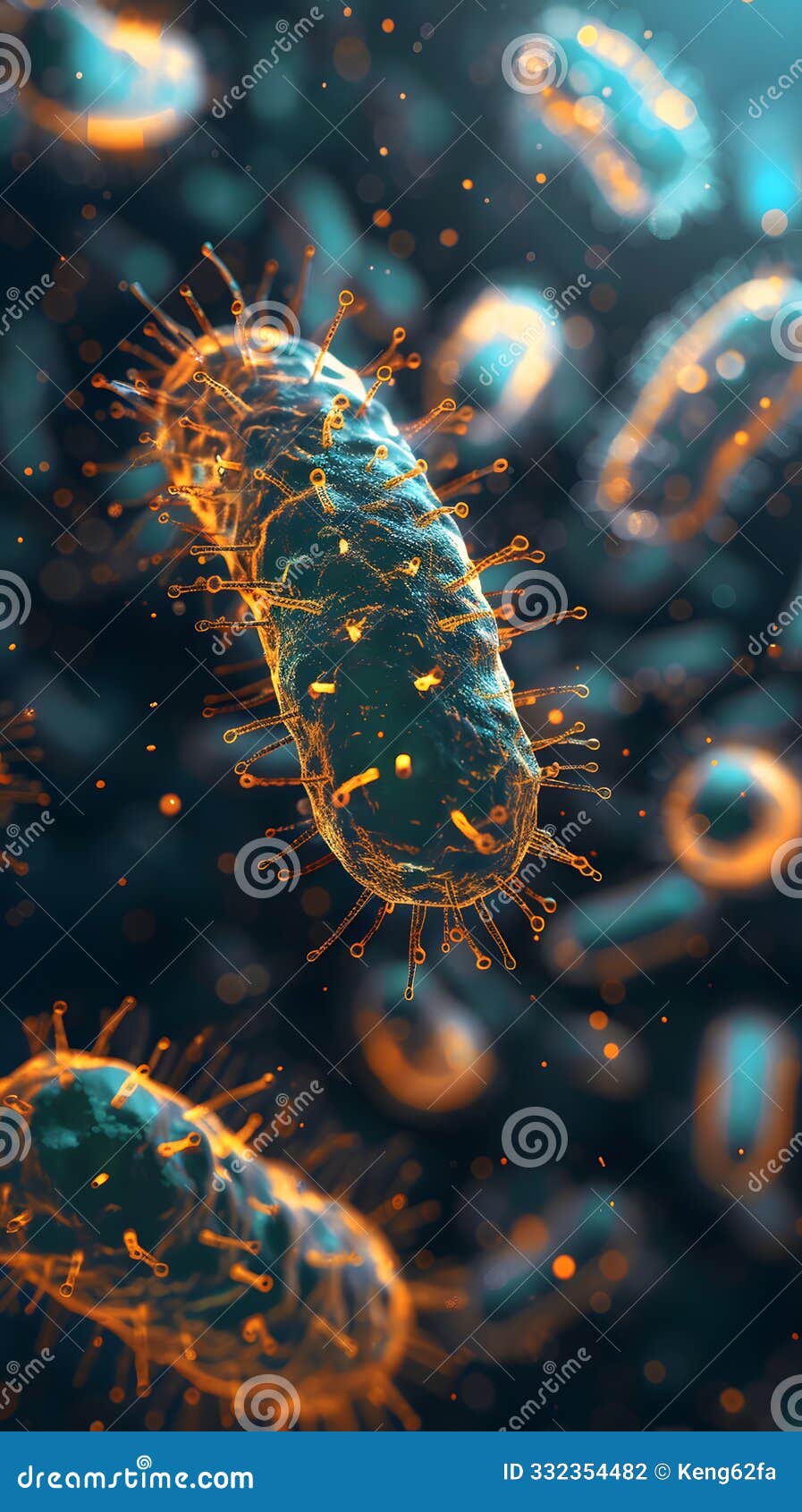 Microscopic View of Bacteria with Glowing Structures Stock Photo ...