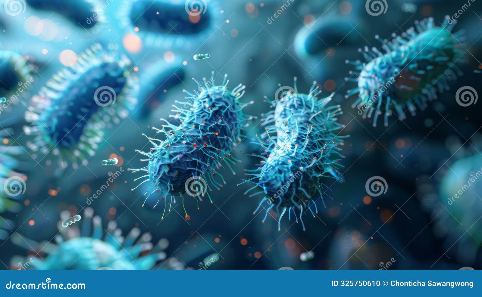 Microscopic View of Bacteria in a Liquid Environment, Highlighting ...