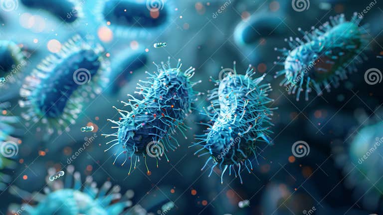 Microscopic View of Bacteria in a Liquid Environment, Highlighting ...