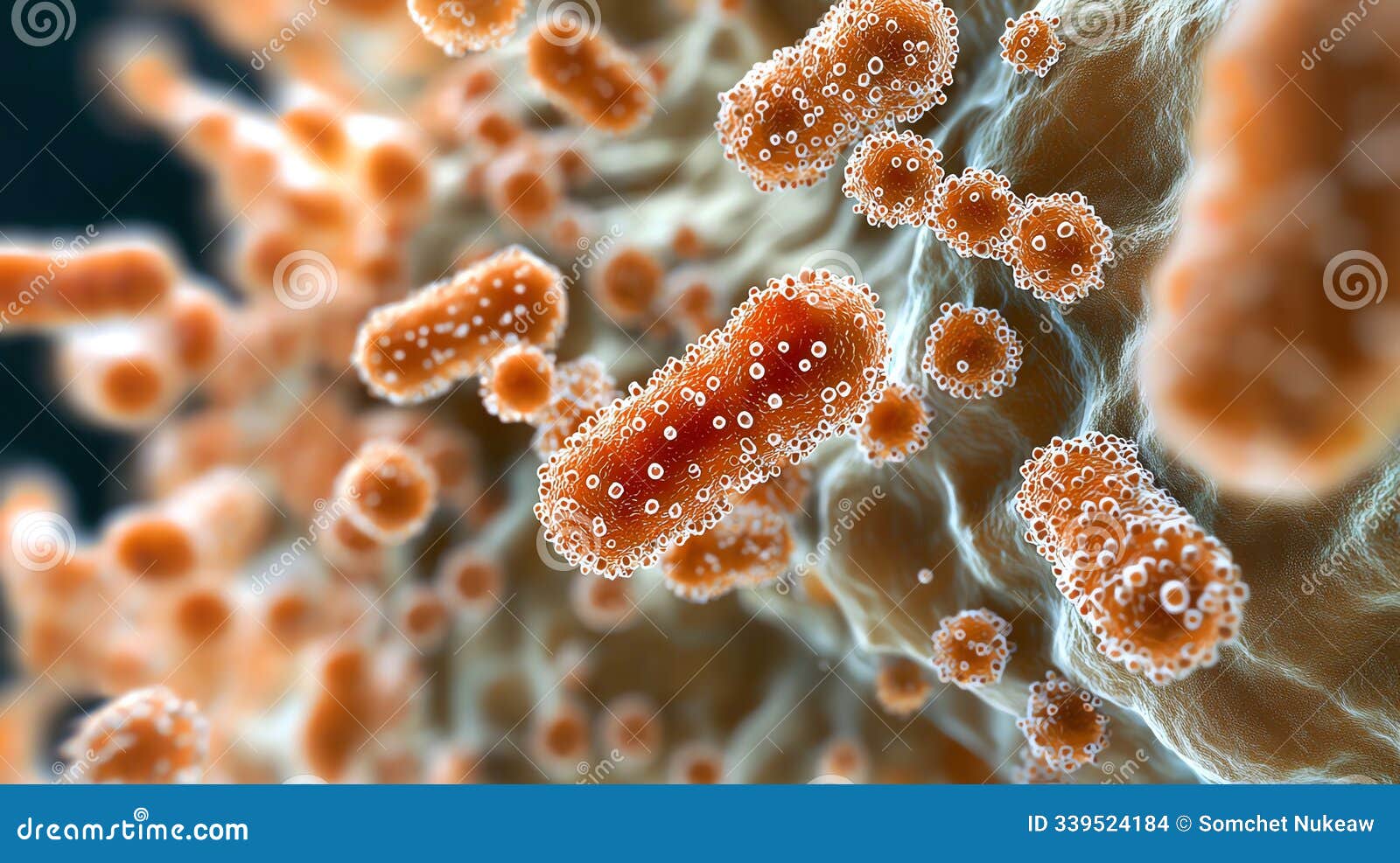 Microscopic View of Bacteria Multiplying on a Cell Surface Stock ...