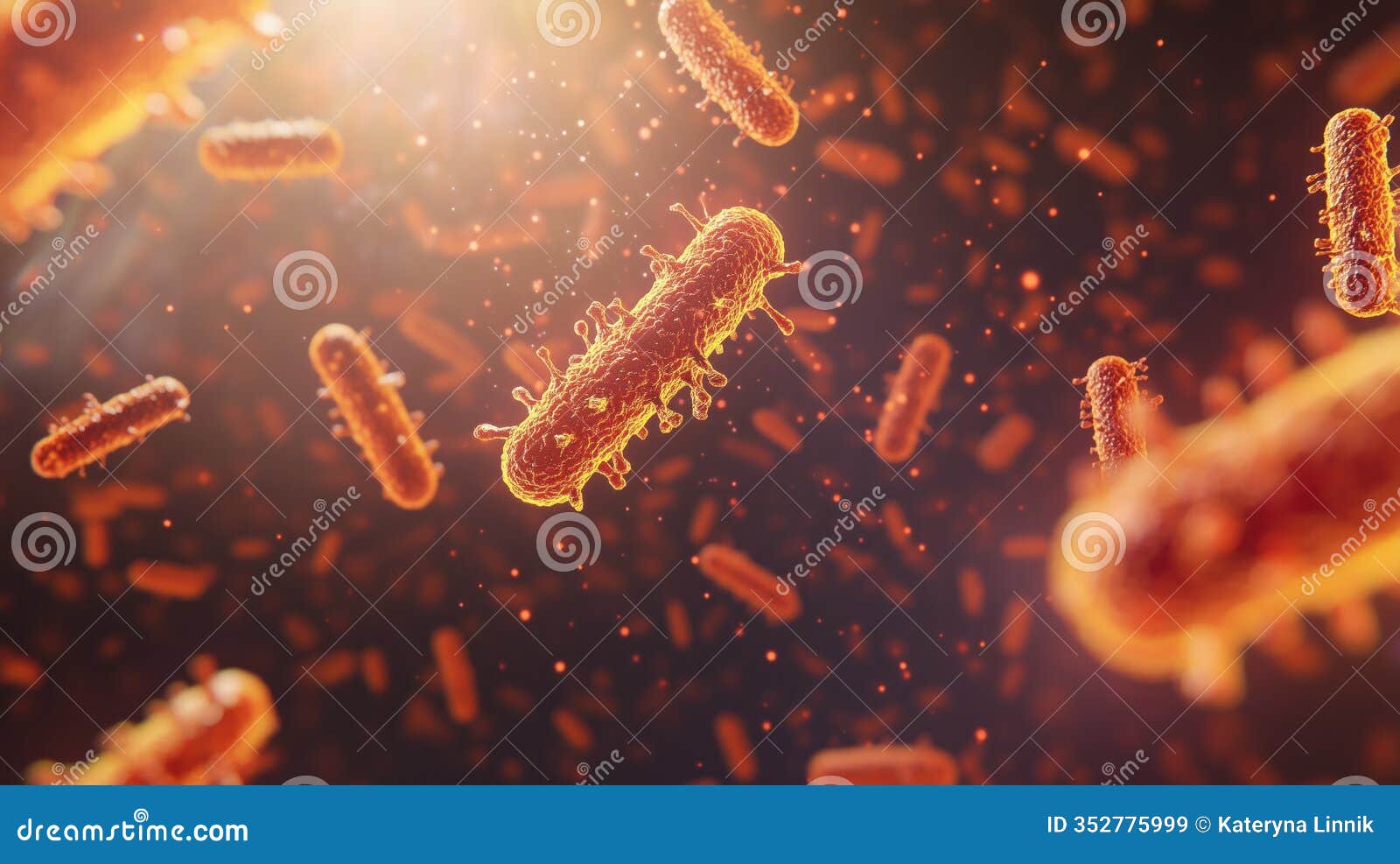 Microscopic View of Bacteria Multiplying in a Dark Environment Stock ...