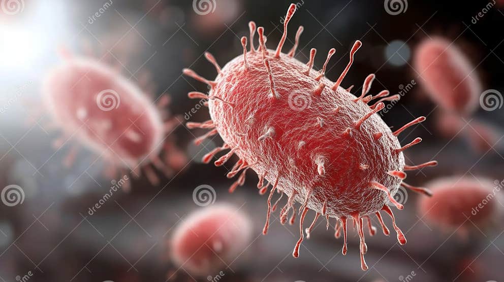 Microscopic View of a Bacteria Showcasing Its Complex Structure and ...