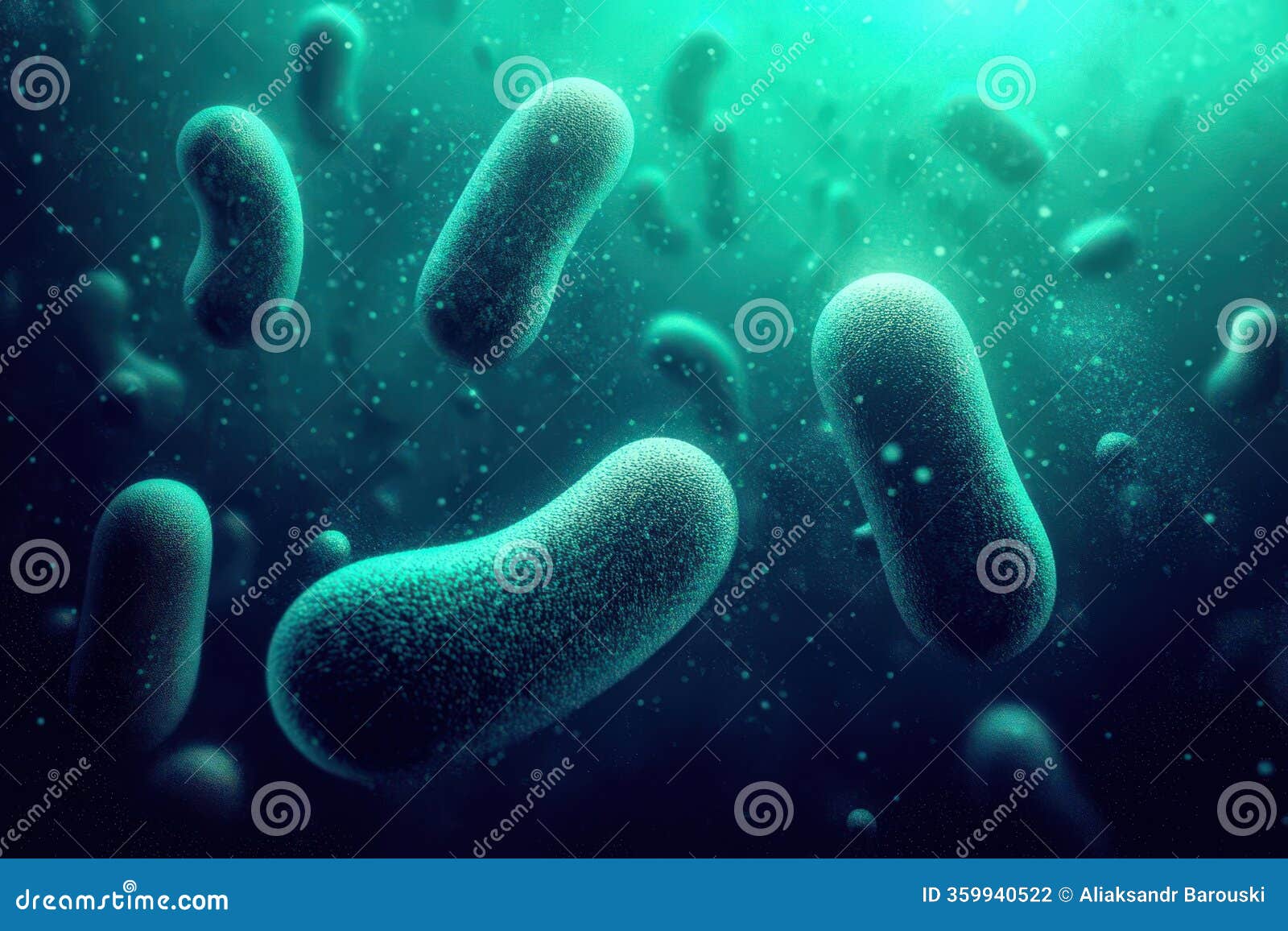 Microscopic View of Bacteria in a Vibrant Underwater Environment Stock ...