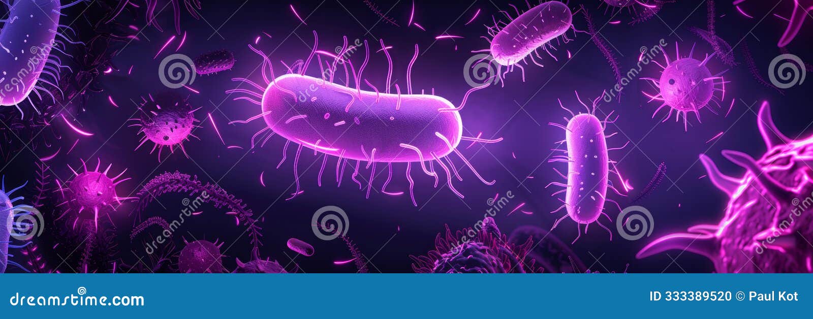 Microscopic View of Bacteria Vibrants, Germs, and Viruses Floating in ...