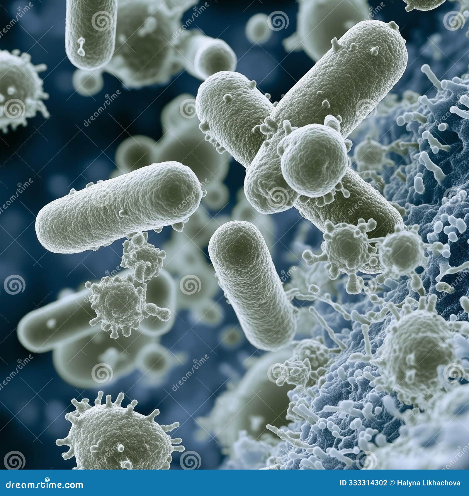 Microscopic View of Bacteria and Viruses in a Detailed Scientific ...