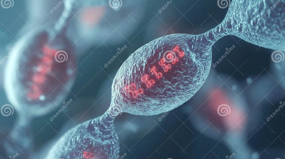 Microscopic View of Binary Fission in Bacterial Cells Highlighting Dna ...