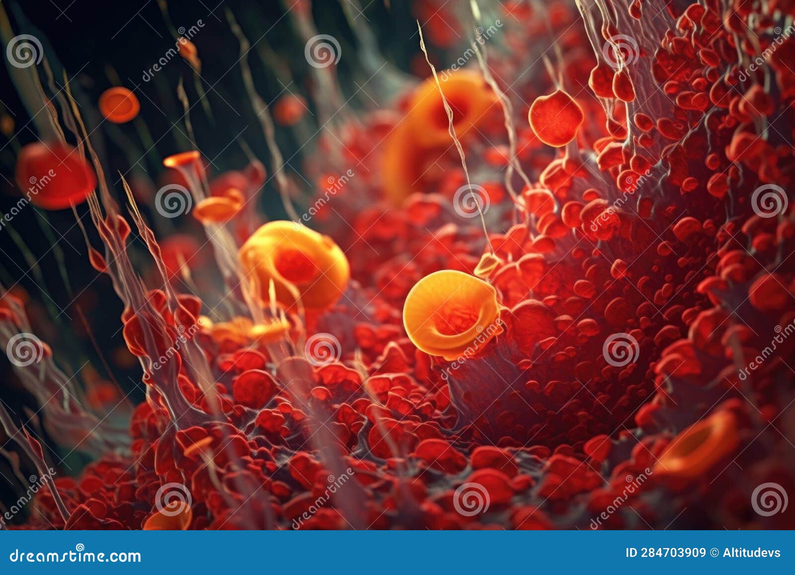 Microscopic View of Blood Cells in Motion Stock Illustration ...