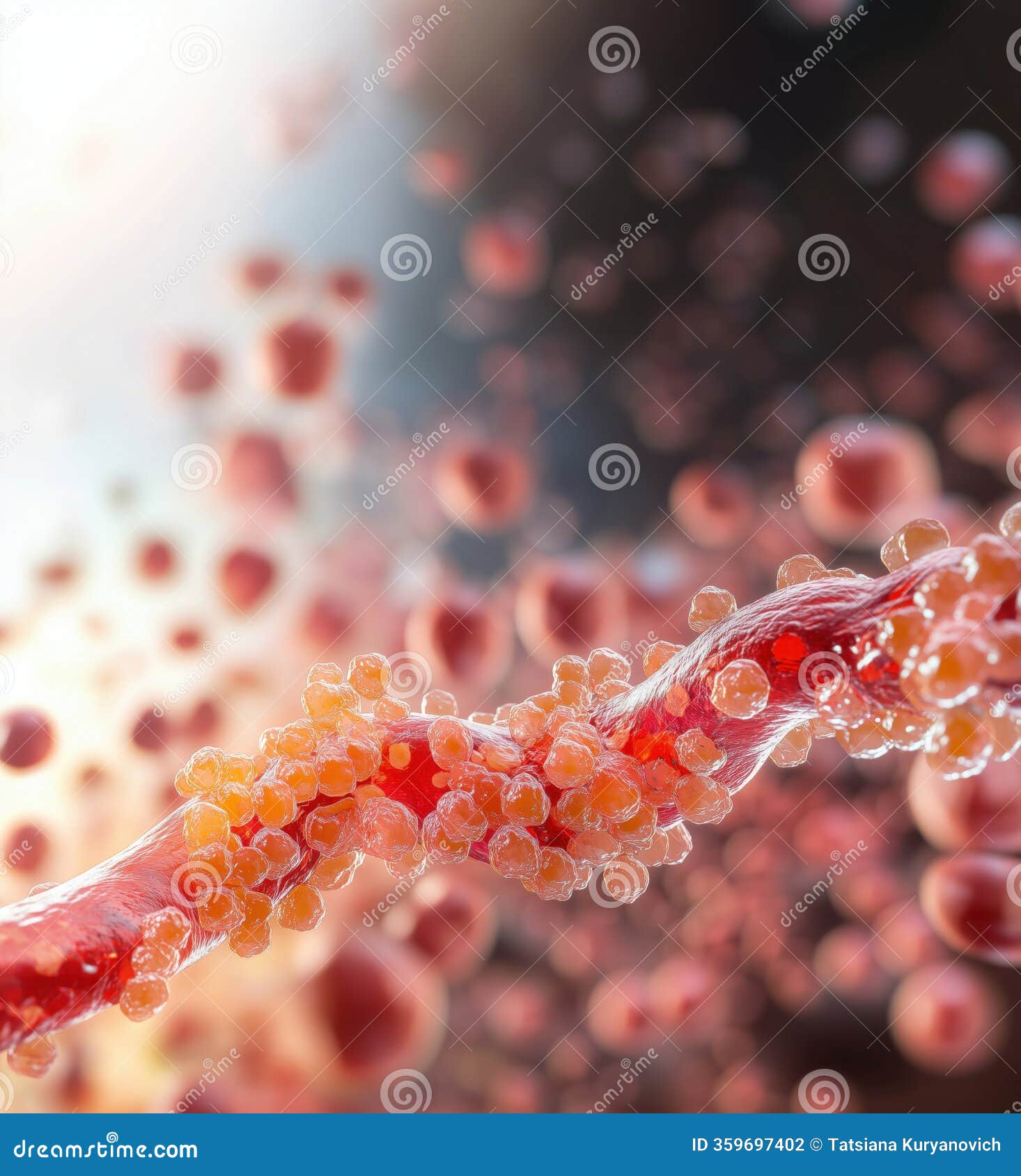 Microscopic View of Blood Vessels Showcasing Red Blood Cells, Plasma ...