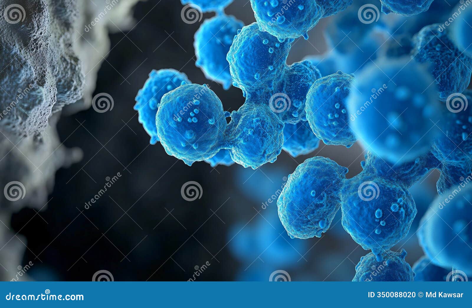 Microscopic View of Blue Cells Dividing and Growing High Quality Image ...