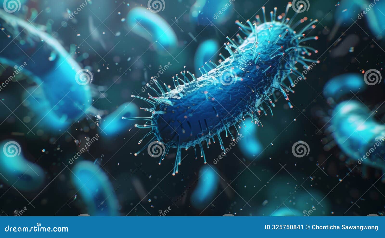 A Microscopic View of Blue Rod-shaped Bacteria, with Spiky Edges ...
