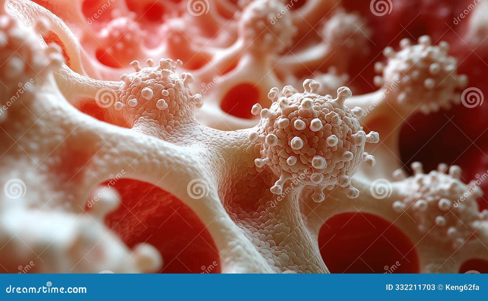 Microscopic View of Bone Cancer with Cell Growth Stock Illustration ...
