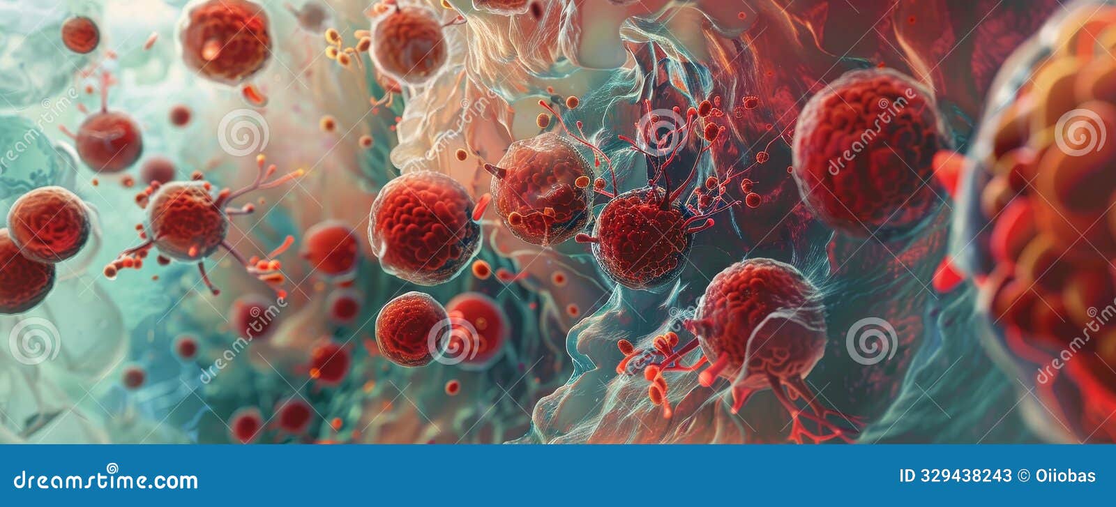 Microscopic View of Cancer Cells - 3D Rendering Stock Illustration ...