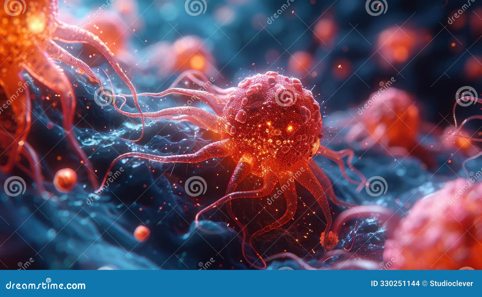 Microscopic View of Cancer Cells - Generative Ai Stock Illustration ...