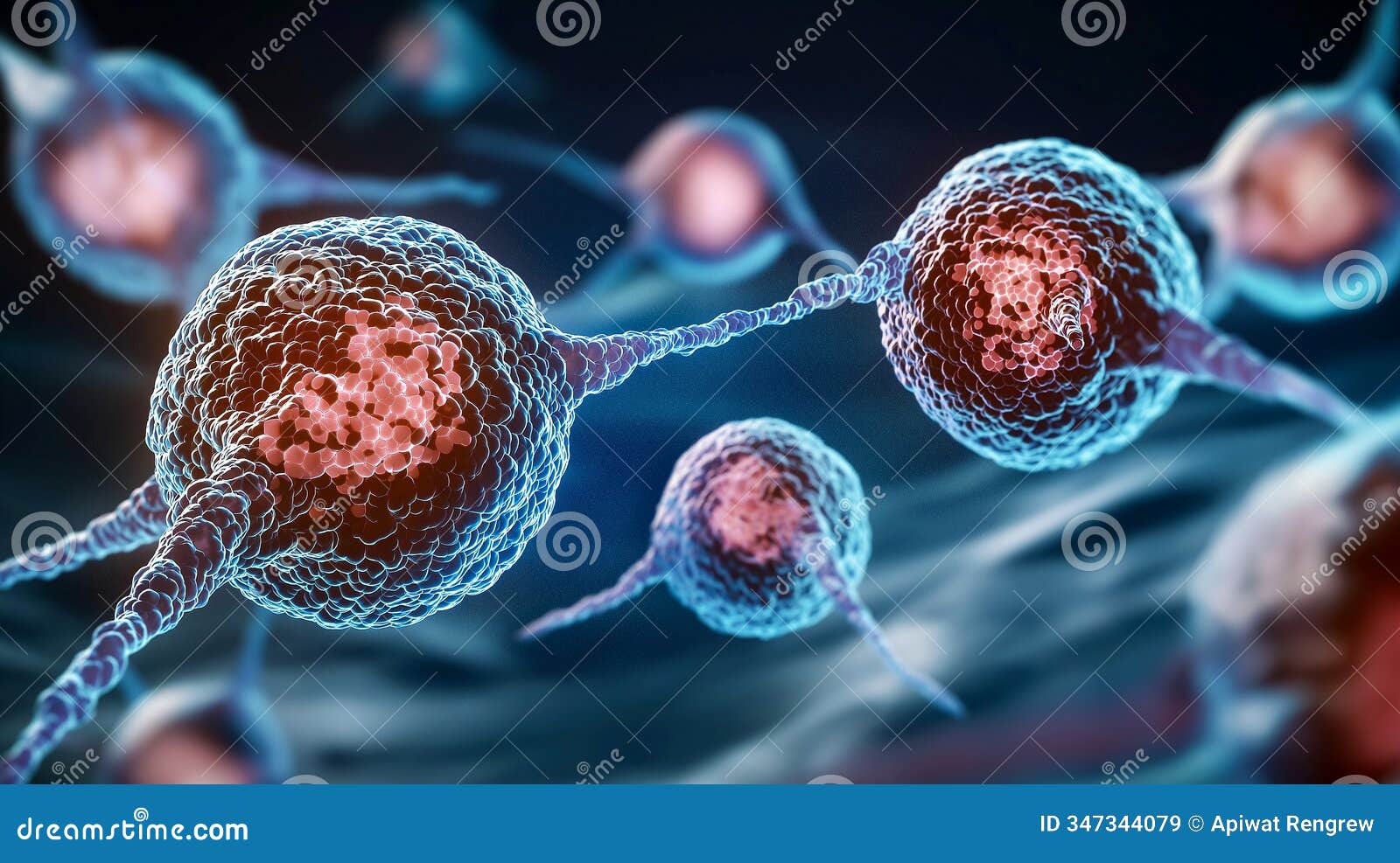 Microscopic View of Cancer Cells Multiplying Showcasing Their Intricate ...