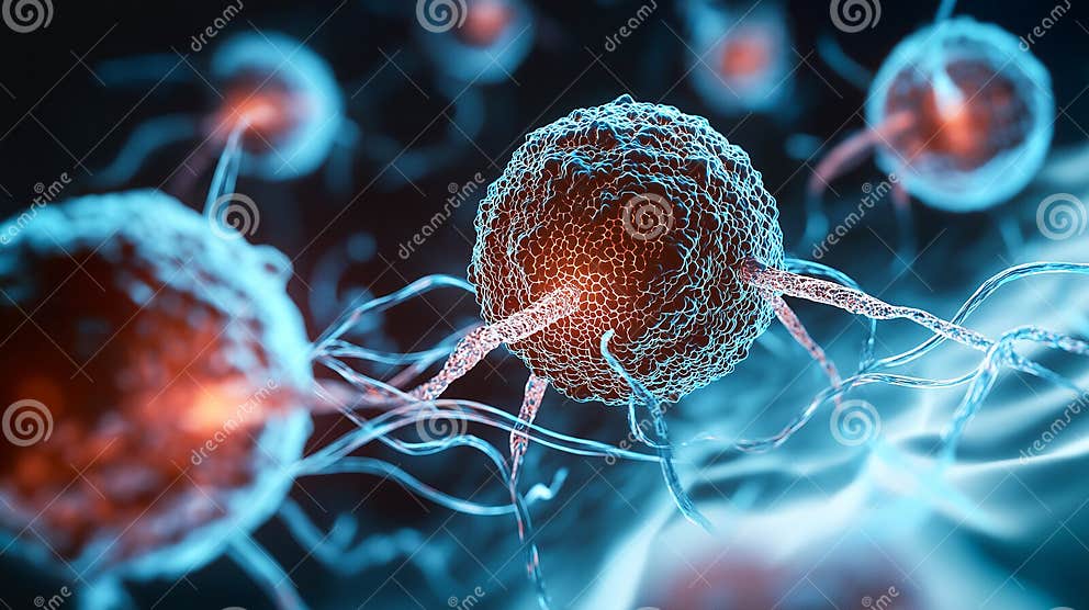 Microscopic View of Cancer Cells Multiplying Showcasing Their Intricate ...