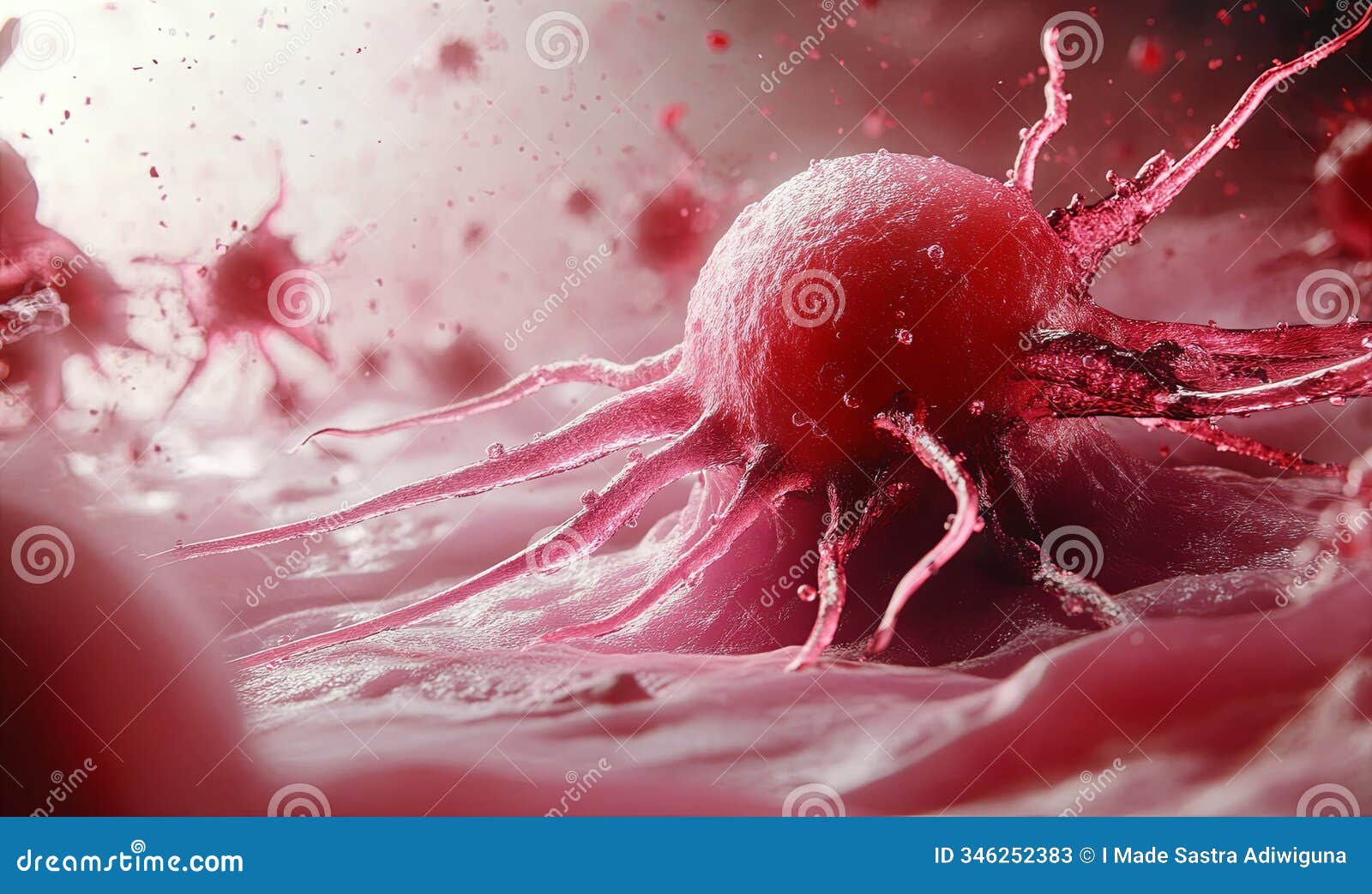 A Microscopic View of Cancer Cells, with One Cell in the Foreground ...