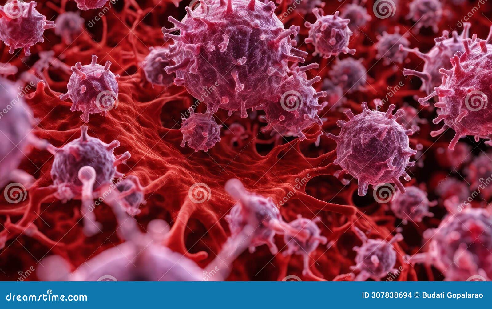 Microscopic View of Cancer Cells in a Red Blood Cell Network Stock ...