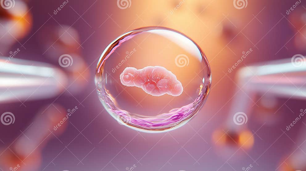 Microscopic View of Cell within Bubble, Showcasing Vibrant Colors and ...