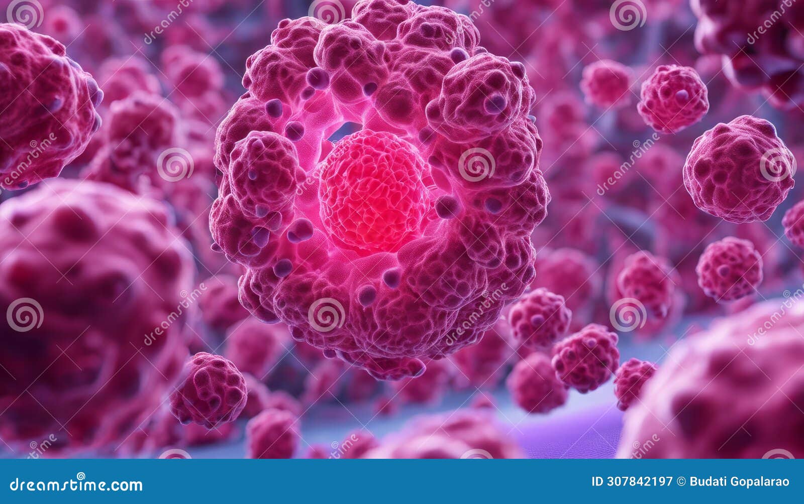 Microscopic View of a Cell Cluster, Possibly a Cancerous Tumor, with a ...