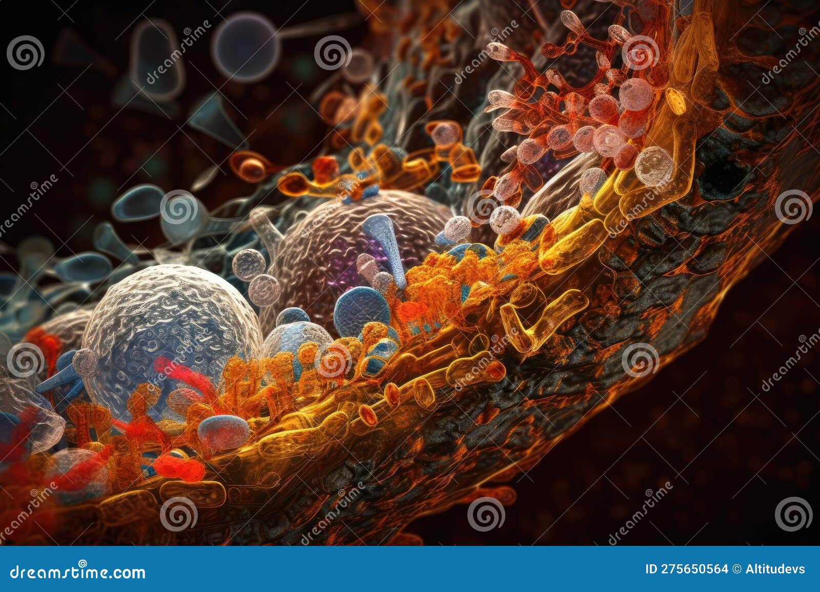 Microscopic View of Cell, with Its Dna and Proteins Identified Stock ...