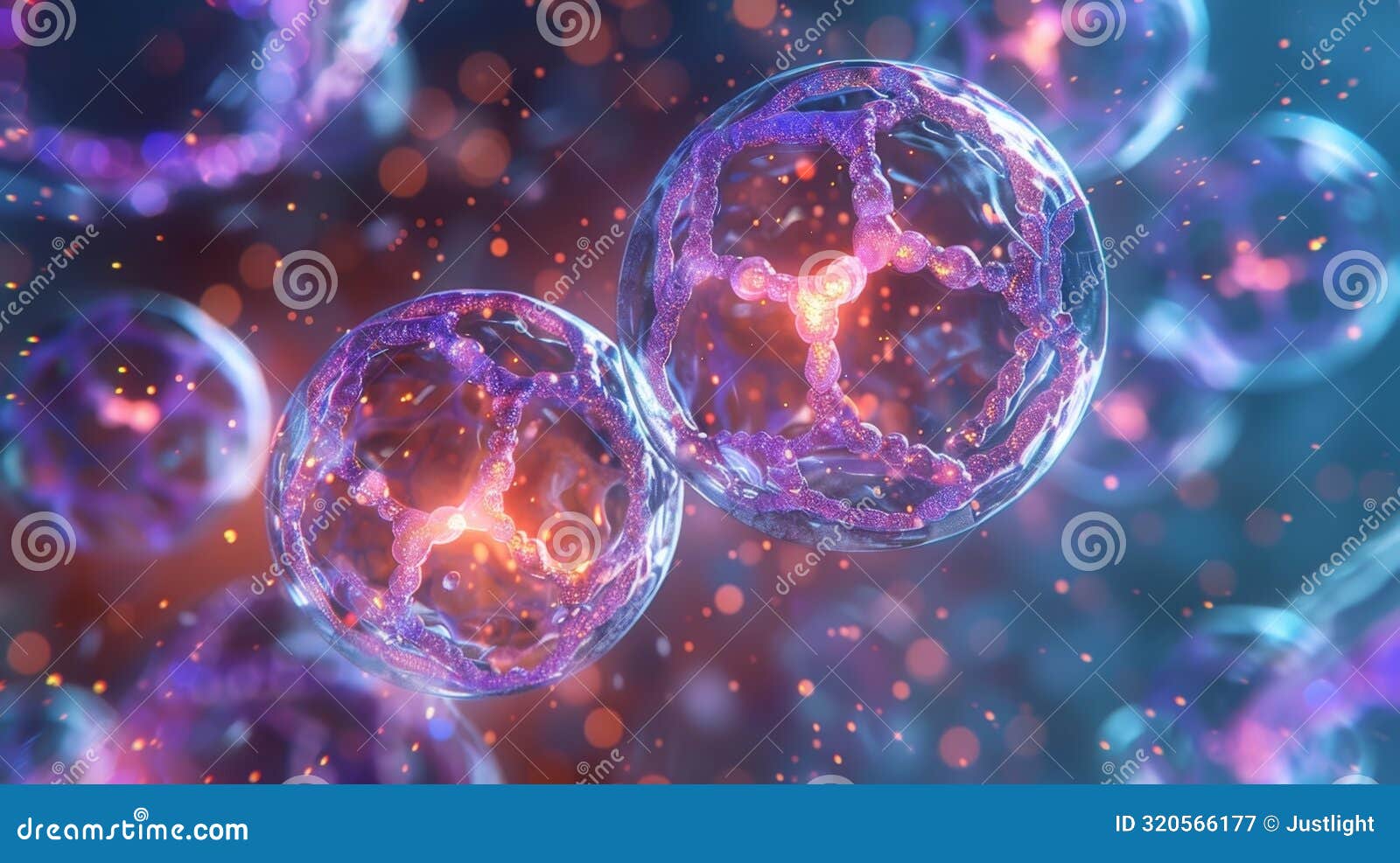 A Microscopic View of a Cell Nucleus with Brightly Stained Areas ...