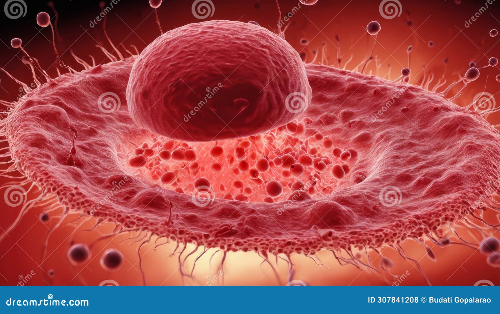 Microscopic View of a Cell with a Nucleus, Illustrating Cellular ...