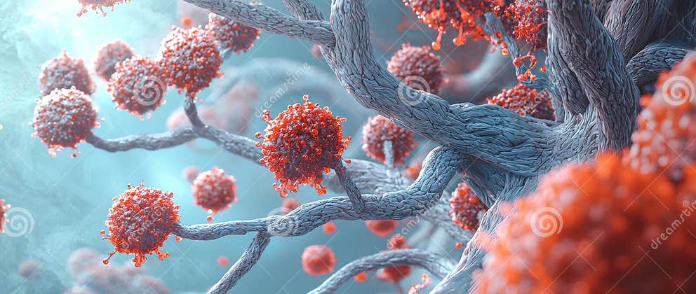 A Microscopic View of a Cell S Interior with an Abstract Microbiology ...