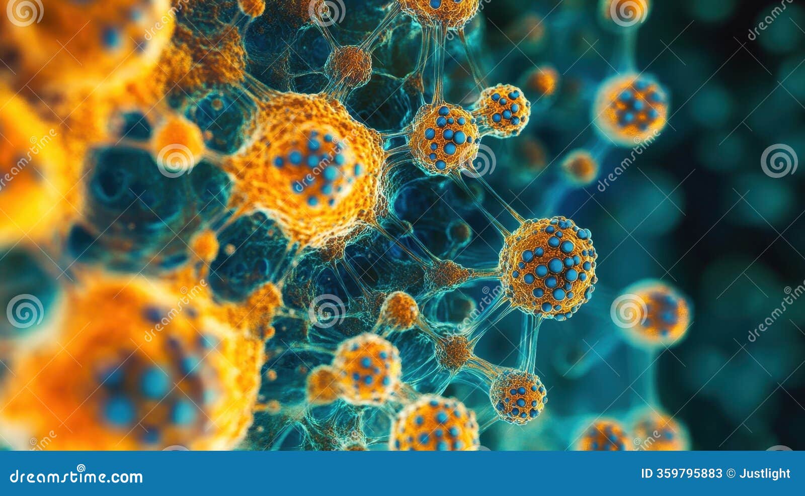 Microscopic View of Cells Communicating and Interacting in Biological ...