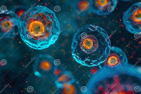 Microscopic View of Cells Dividing and Multiplying in 3d Render Stock ...