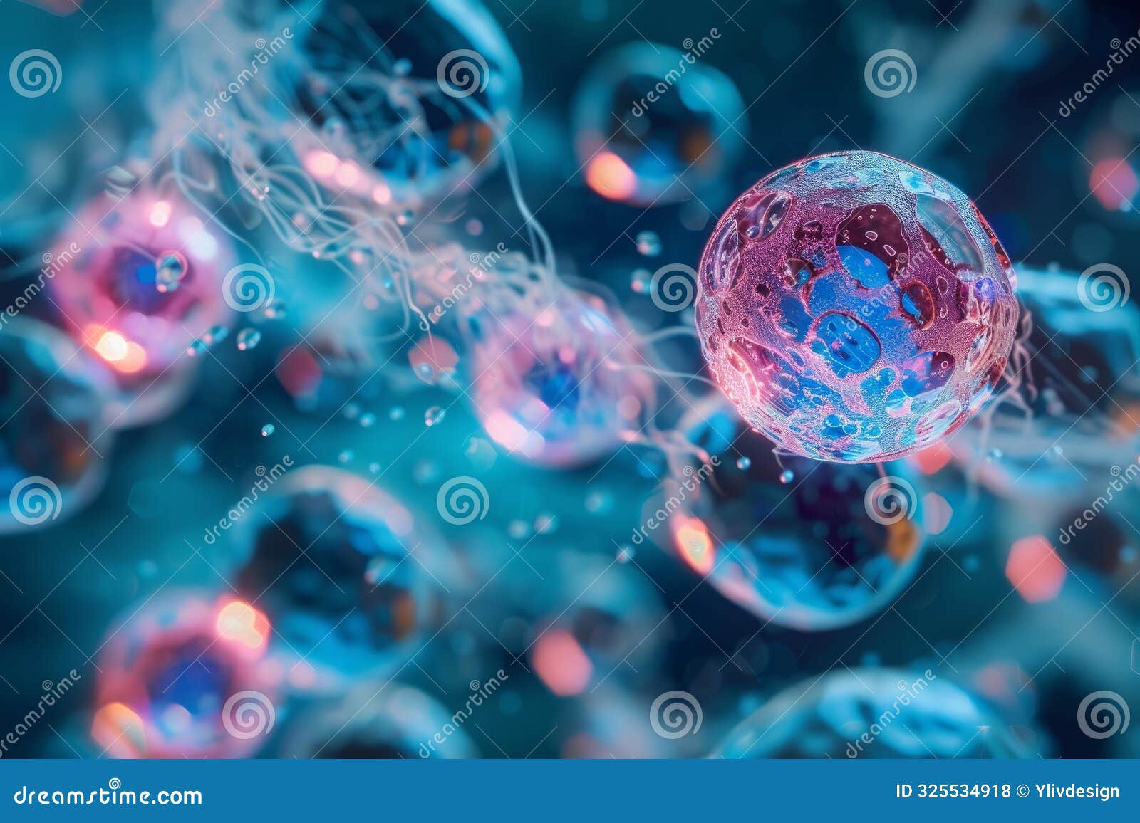 Microscopic View Of Cells Dividing And Multiplying Showing Concept Of ...